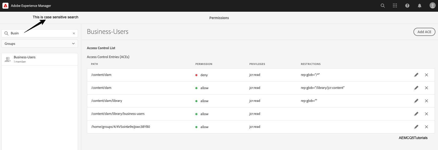 Aem Groups Permissions Aem Cq5 Tutorials