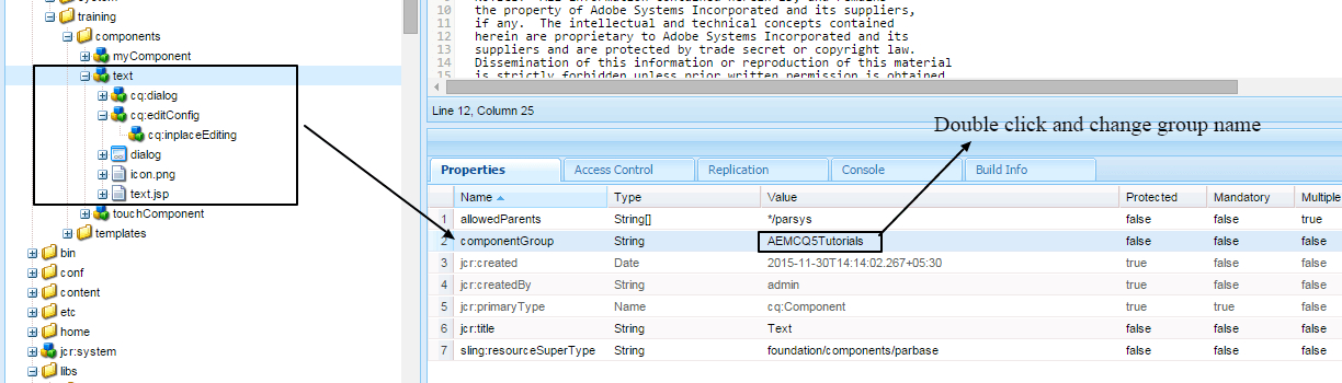 change rte plugin text component group name – AEM CQ5 Tutorials